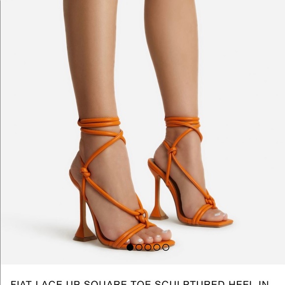 EGO | Shoes | Orange Lace Up Heels | Poshmark